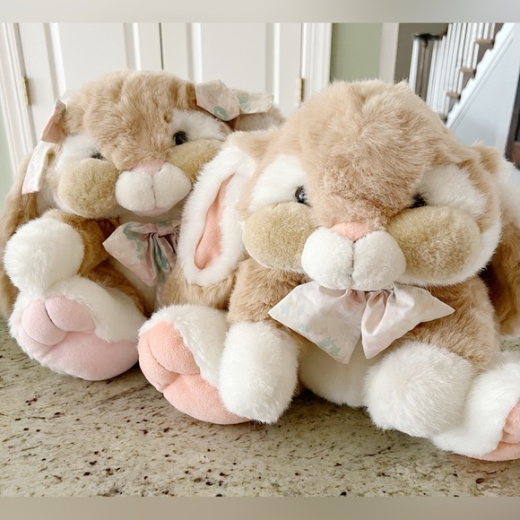 Toys | Vintage 9s Commonwealth Chubby Cheeks Bunny Plush Pair | Poshmark